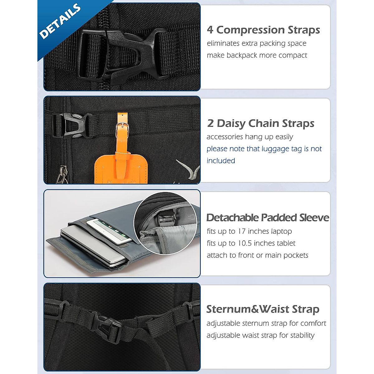 Hynes Eagle 42L Rolling Backpack Wheeled Backpack Flight Approved Travel Backpack Carry on Luggage Black with 3PCS Packing Cubes Set Red Violet