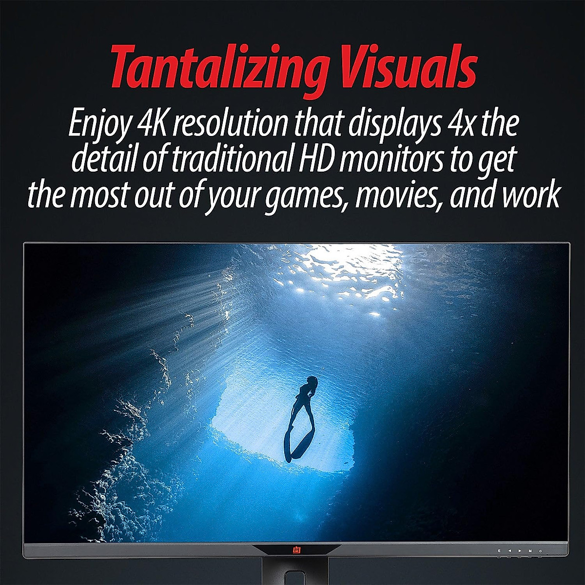 Deco Gear 28" 4K Ultrawide IPS Monitor, Crisp 3840x2160 Resolution, 60Hz Refresh Rate, 4ms with OD, Over 1 Billion Colors, 100% sRGB Color Accuracy, 16:9 Aspect Ratio, Ambient Backlighting