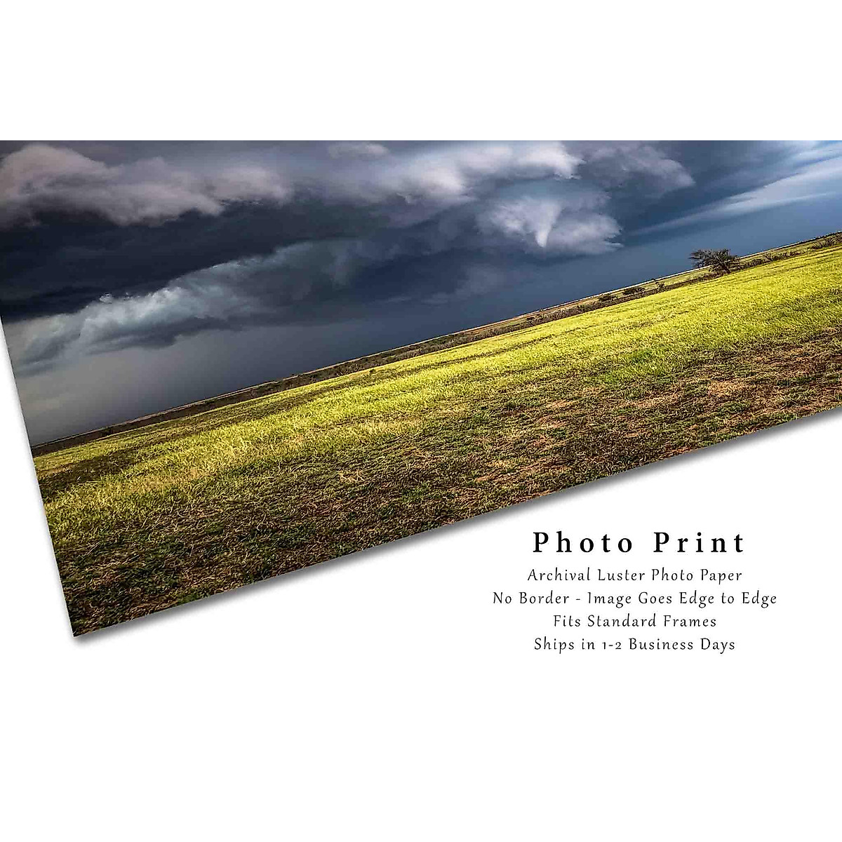 Storm Photography Print (Not Framed) Picture of Funnel Cloud Over Open Field on Stormy Spring Day in Oklahoma Tornado Wall Art Weather Decor (8" x 10")