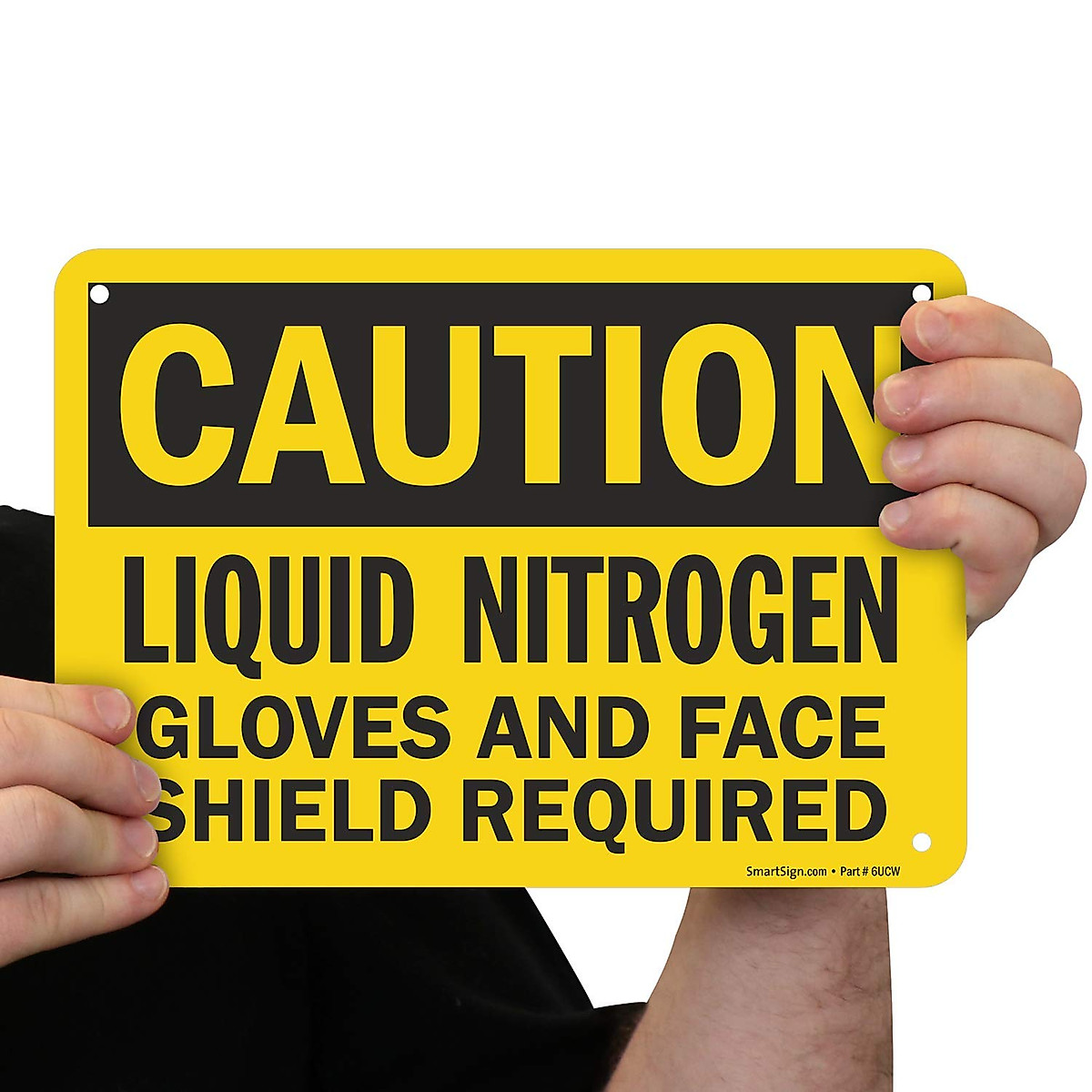 SmartSign "Caution - Liquid Nitrogen, Gloves And Face Shield Required" Sign | 7" x 10" Plastic