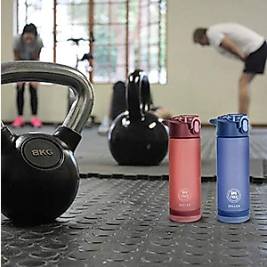 Diller Water Bottle with Straw - 18 oz BPA Free Sport Water Bottle with Flip-Flop Lid (Pink)