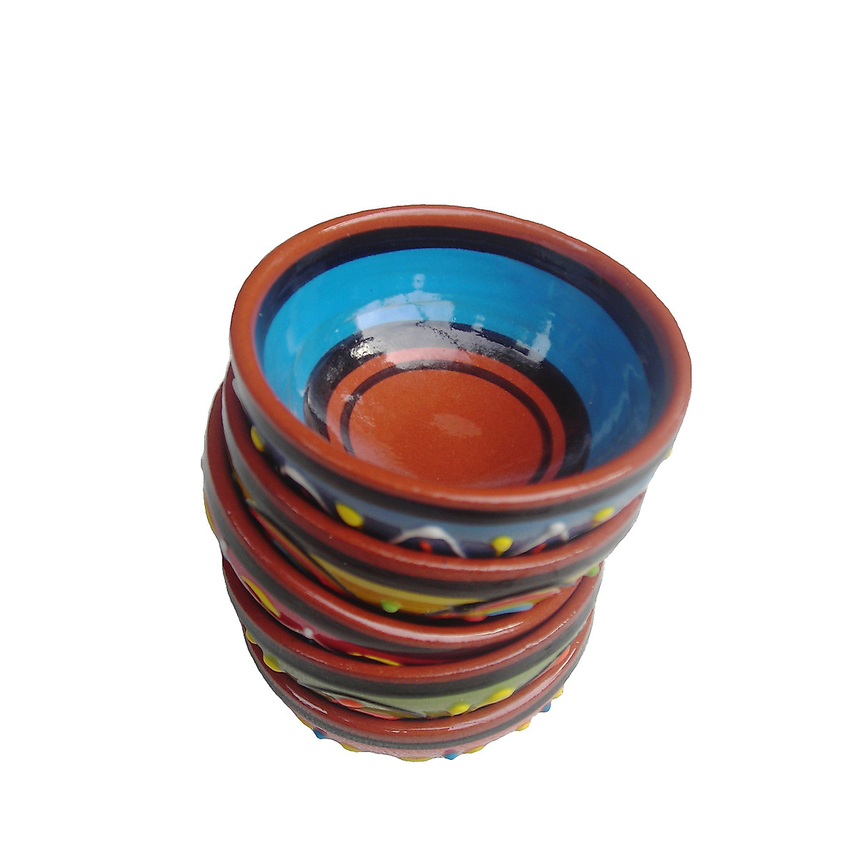 Cactus Canyon Ceramics Spanish Terracotta 5-Piece Tiny Super Small Mini-Bowl (Pinch Bowls) Set, Multicolor