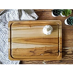 Lipper International Teak Wood Edge Grain Kitchen Cutting and Serving Board, Large, 16" x 12" x 3/4"