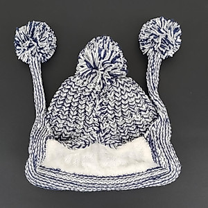 HUAMULAN Women Winter Sherpa Beanie Hats Knit Ear Flaps Peruvian Cover Ears Warm Fleece Lined Ski Snow Hat with 3 Pompom