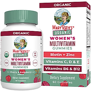 MaryRuth Organics Multivitamin for Women | Womens Multivitamin Gummy | Vegan | USDA Organic | Immune Support Gummy Vitamins | Hair and Skin Vitamins for Women | Vitamin D3 | Selenium | 60 Count