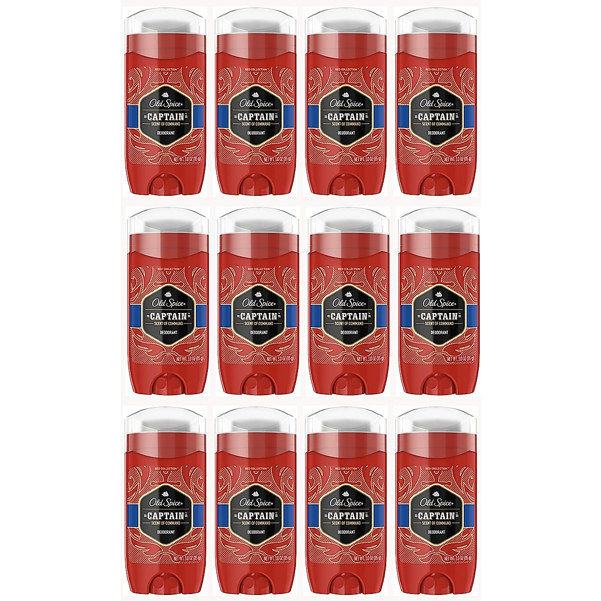 Old Spice Deodorant for Men, Captain Scent, Red Collection, 3.0 Ounce (Pack of 12)
