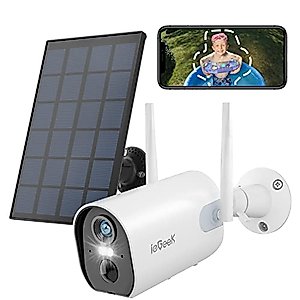 Security Cameras Wireless Outdoor, 2K Solar Powered Outdoor Security Cameras with Spotlight & Siren, 2.4G WiFi Wireless Surveillance Cameras for Home Security, 3MP Color Night Vision/2-Way Talk/ IP65