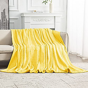 Mooreeke Soft Fleece Blanket Twin Size, Warm Fuzzy Cozy Plush Flannel Blanket 350 GSM Throw Lightweight Blanket for Bed, Sofa, Couch Suitable for All Season, 60x80 inches, Yellow