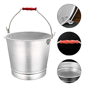 Angoily Stainless Steel Bucket Flat Back Pail Food and Water Pail Metal Utility Pail Ice Bucket Durable Pails for Kennels and Farms 9L