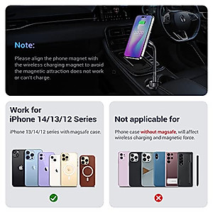OTAO Compatible with Magsafe Car Mount Charger, Cup Holder Phone Mount for Car[Adjustable Gooseneck ],Magnetic Wireless Car Charger for Magsafe iPhone 14 Pro Max/14 Pro/14/14 Plus,iPhone 13/12 Series