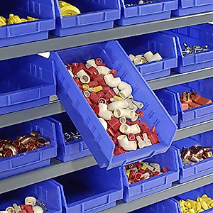 Global Industrial 13 Shelf Steel Shelving with (81) 4" H Plastic Shelf Bins, Blue, 36x12x72