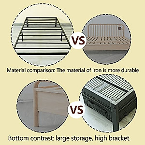 HOMWAYART Twin Bed Frames, Metal Twin Bed Frames for Kids, Twin Bed Frame with Storage, Non-Slip and Noise-Free, No Box Spring Needed (Twin)