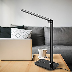 LE Dimmable LED Desk Lamp, 7-Level Brightness Adjustable, Soft Touch Dimmer, Daylight White, Eye Care Natural Light, High Intensity Office Task Lamp for Reading, Study, Computer Work and More (Black)