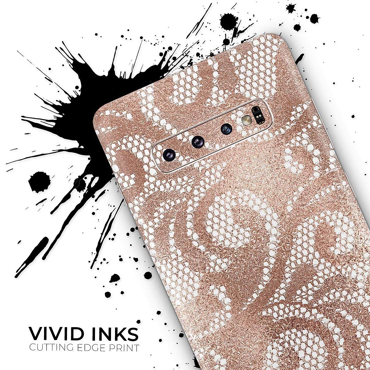 DesignSkinz Rose Gold Lace Pattern 14 Protective Vinyl Decal Wrap Skin Cover Compatible with The Samsung Galaxy S20 (Screen Trim & Back Glass Skin)