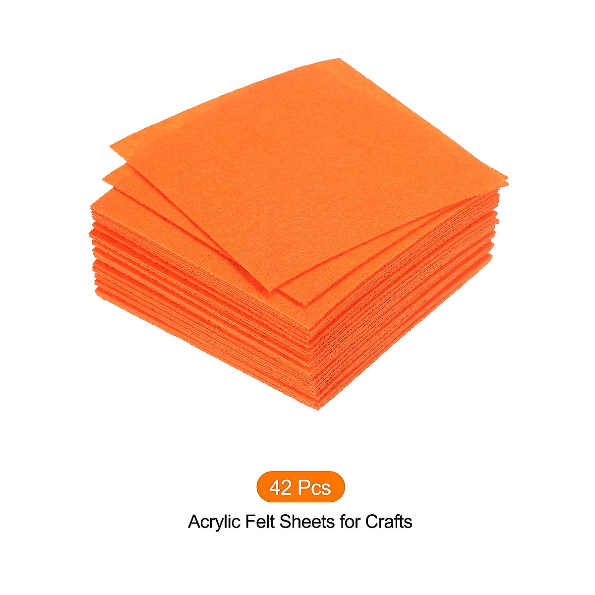 Rebower Soft Felt Sheets Acrylic Fabric Soft Felt Craft Sheets [for DIY Creative Crafts Projects and Decoration] - 4 Inch x 4 Inch/Orange / 42PCS