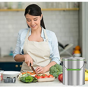 iTouchless Stainless Steel Compost Bin 1.6 Gallon Includes AbsorbX Odor Filter System, Titanium Rust-Free Space-efficient Slim Oval Shape 6 Liter Kitchen Countertop Trash Can