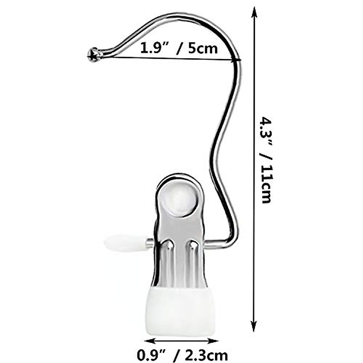 YCLOVE Pant Hangers with Clips Clothes Trousers Jean Skirt Slacks Hangers Boot Clips 360° Swivel Adujstable Clips Non-Slip Stainless Iron Anti-Rust (12 Pack White Laundry Hooks)