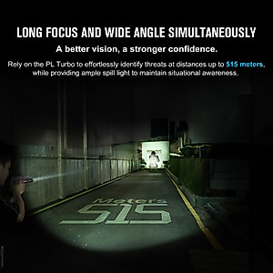 OLIGHT PL Turbo Weaponlight, 800-Lumen 515 Meters Long-Range Tactical Flashlight, 66,300 High Candela Compact Rail-Mounted light with Strobe Function and Rail Locating Keys, Fits Picatinny and GL Rail