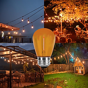 LRSUEYSKIN 15 Pack Orange LED Bulb S14 LED Relacement Bulbs 1W Shatterproof S14 Outdoor Indoor String Replacement Light Bulb Waterproof Plastic E26 Base for Wedding Garden Party Yard(Orange)