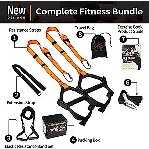 Moulyan Bodyweight Resistance Training Straps Complete Home Gym Fitness Trainer kit for Full-Body Workout Easy Setup Gym Home Outdoors