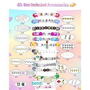Goldwise Friendship Bracelet Making Kit for Fans -19 Colors(Album Inspired) 8mm Glass Beads for Jewelry Making,Letter Beads (A-Z),Varieties of Charms, DIY Crafts for Gifts Birthday