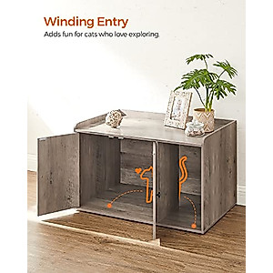 Feandrea Litter Box Enclosure, Cat Litter Box Furniture Hidden, with Front Entry, Modern Cat House for Indoor Cat, Kitty, Side End Table, 32.4 x 20.9 x 19.7 Inches, Greige UPCL001G01