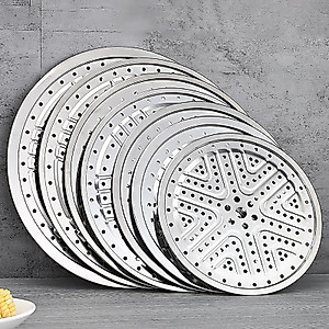 Steaming Plate, 2 Pack 10 Inch Round Food Grade Stainless Steel Steamer Plate for Food Steaming in Kitchen and Outdoors (26 cm)
