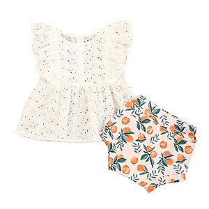 Mubineo Toddler Baby Girl Summer Ruffle Sleeveless Lace Tops Bloomers Shorts Clothes Outfits (White, 12-18 Months)