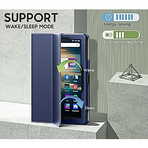 MoKo Case Fits All-New Amazon Kindle Fire HD 8 & 8 Plus Tablet (12th Generation/10th Generation, 2024/2022/2020 Release) 8",Slim Folding Stand Cover with Auto Wake/Sleep, Indigo