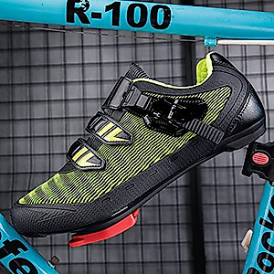 SDEQA Men's Cycling Shoes for Women Road Bikes MTB Shoes Compatible with Peloton SPD ARC Look Delta Cleats Indoor/Outdoor Compatible with Peloton Shoes,Green,10.5