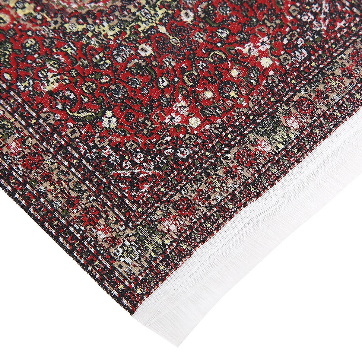 LZKW Turkishness Floral Print, Doll House Asseccories Dollhouse Furniture Dollhouse Blankets Dollhouse Accessories 1:12 Miniature Carpet for Miniature Dollhouse(Red Satin)