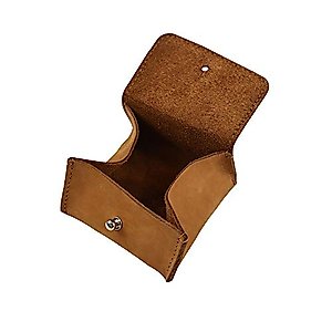 Hide & Drink, Jewelry Pouch, Mini Travel Size Box, Rings & Precious Articles Storage Organizer, Groom & Bridesmaid Wedding Gifts, Full Grain Leather, Handmade, Old Tobacco