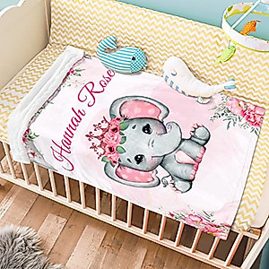 Personalized Baby Blanket for Girls Custom Baby Shower Blanket with Name Customized Name Receiving Swaddle Blanket for Infant Toddler Super Soft Fleece Blanket Kid Birthday Gift,Color2