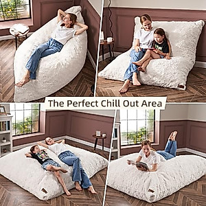 HABUTWAY 3 in 1 Bean Bag Chair, Memory Foam Bean Bag Chair, Convertible Bean Bag Chair with Machine Washable Cover, Giant Bean Bag Chairs for Adult