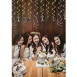 50 Pack Bridal Shower Supplies Hanging Swirls Stripper Pole Dancer Confetti, 3 Dancing Men Posture I Bachelorette Party Decorations, Bride to Be, Birthday, Girls Night Out Party Photo Props backdrops