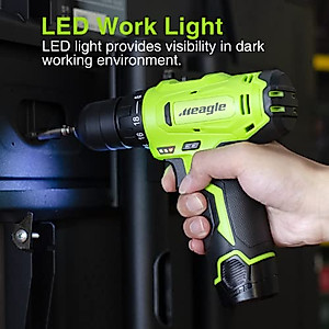 Meagle Cordless Drill, 12V Power Drill set with Battery & charger, 2 Variable Speed Electric Drill 18+1 Torque Setting, 3/8” Chuck with Drill Bits& Tool Bag
