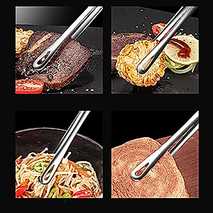 Korean Bbq Tongs Set, Korean Barbecue Tongs,Grill Tongs,Kitchen Tongs For Cooking,Stainless Steel Meat Tongs, Food Tongs, Bread Clip,Ice Tongs, Clip Head Hollow Design, (One Long And One Short)