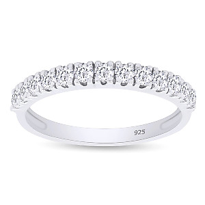 SAVEARTH DIAMONDS 0.4CTTW G-H 2.26MM Width Moissanite Lab Created Diamond Lab Created Diamond Half Eternity Wedding Band Ring In Sterling Silver for Women Ring Size-7