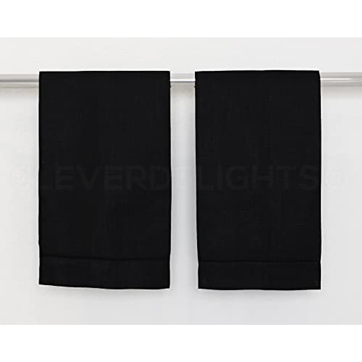 CleverDelights Black Linen Hemstitched Hand Towels - 6 Pack - 14" x 22" - Fingertip Towel