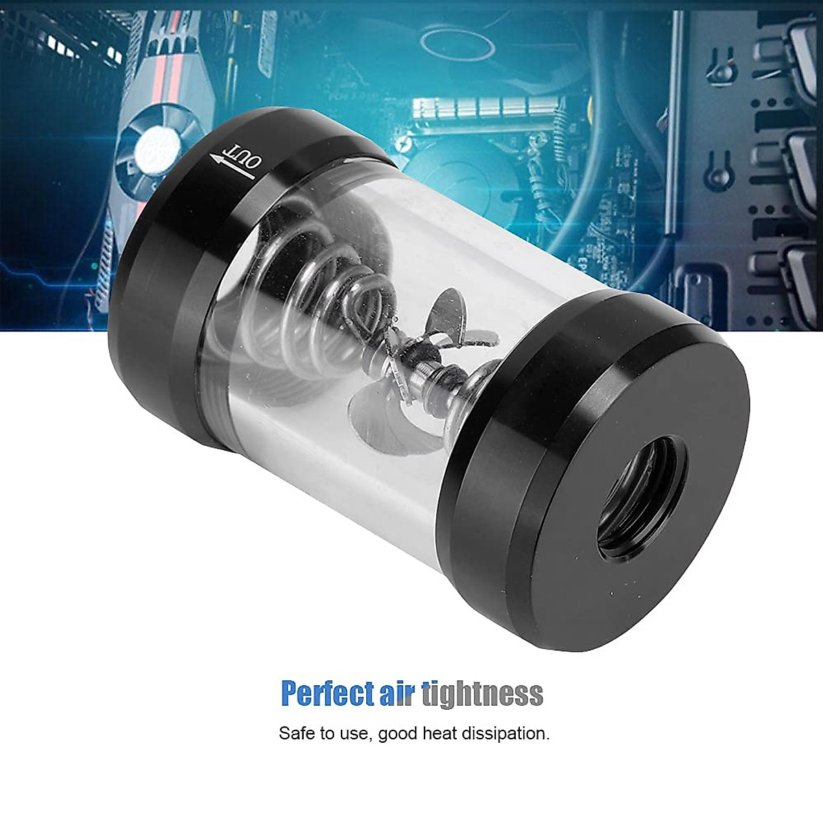 Flow Meter Indicator PC Cooler System, Rust-Proof Soft Tubing Fittings Liquid Cooling PC Water Flow Indicator, G1/4 Threaded Cooling Flow Indicator for PC Computer Water Cooling System(Black)