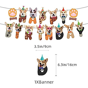 Corgi Party Decorations Backdrop Banner Photography Background Cute Corgi Theme Banner Balloons Cake Toppers Cupcake Toppers Pet Party Kit For Corgi Dog Birthday Party Supplies Decor