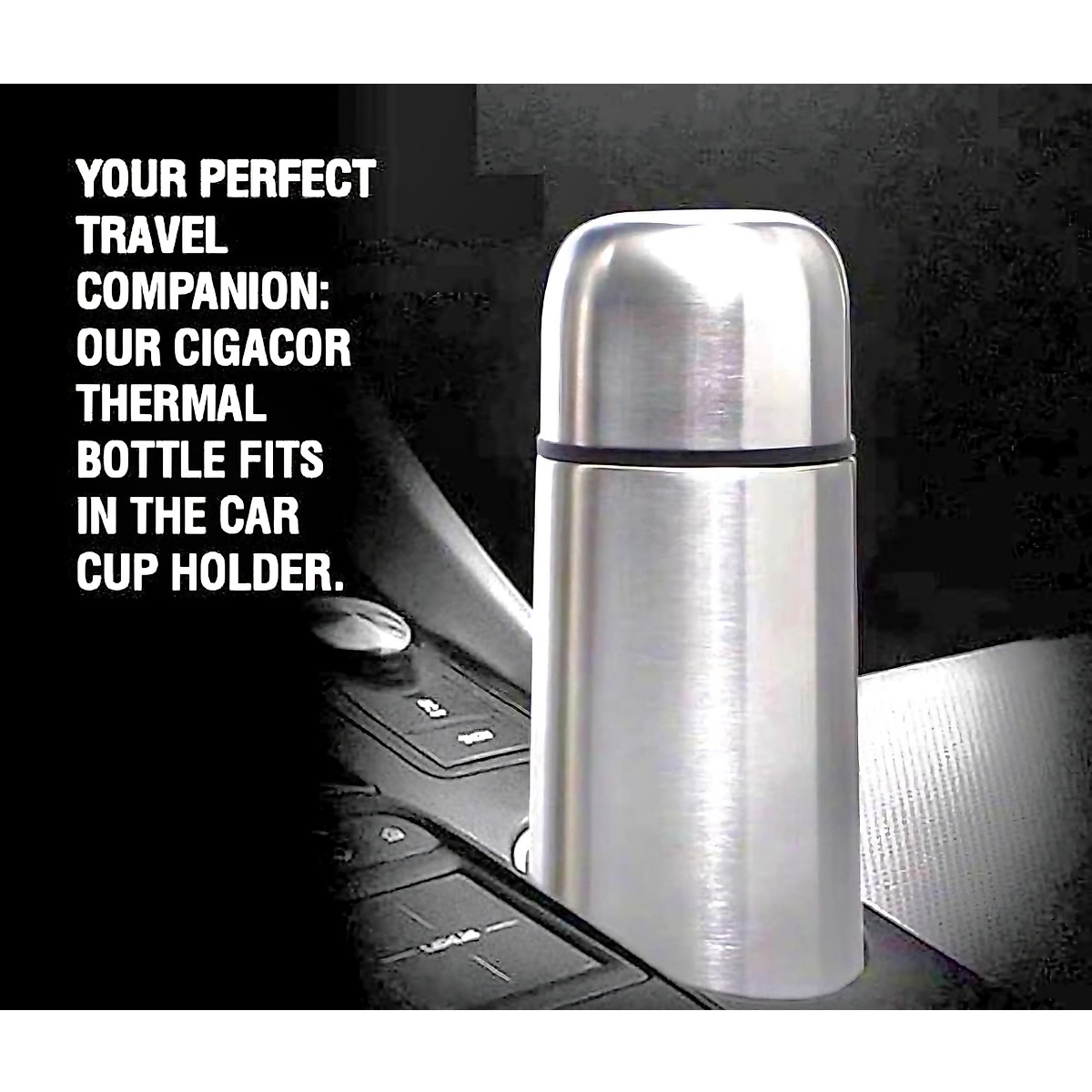 CIGACOR Stainless Steel Thermal Bottle – 17oz Coffee Thermos – Keeps Drinks Hot for 12H / Cold for 24H – Leakproof Lid – Compact & Portable for Car, Office, Gym & Travel – Double Wall Insulated