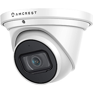 Amcrest 4K POE Camera AI Human/Vehicle Detection, UltraHD 8MP Outdoor Security Turret POE IP Camera, 3840x2160, Wide Angle, IP67 Weatherproof, MicroSD, Built in Mic, White (IP8M-T2669EW-AI)