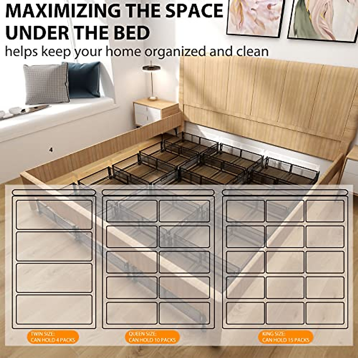 CHAMUTY Under Bed Storage Containers with Wheels - Clothes, Shoes and Underbed Organizer for Bedroom Comforter Storage