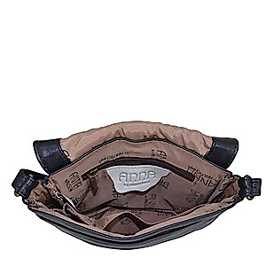 Anna by Anuschka Hand Painted Women’s Genuine Leather Flap Crossbody -Tropical Dreams Black