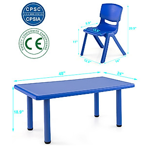 Axidou 6 Pack Premium 11" H Plastic Stackable School Chairs, Toddler and Kids Chair for Daycare, School, Outdoor, Home - Blue