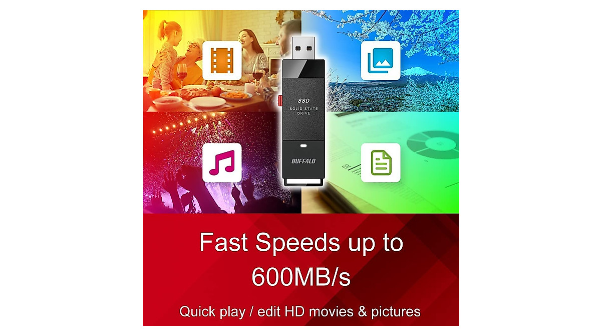 BUFFALO 1TB External SSD - Fast USB 3.2 Storage