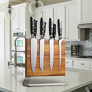 Korotos Magnetic Knife Holder, Home Kitchen Magnetic Knife Block, Multifunctional Magnetic Knife Stand, Magnet Knife Stand Double Sided Magnetic Holder, Wood