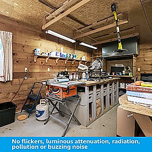 LEONLITE 4FT LED Utility Shop Light, 40W Motion Sensor Plug in Linkable Light Fixtures, 4000lm, 5000K Daylight, Suspension & Flush Mount, for Garage, Workshop, FCC, ES, ETL Certified, Pack of 2