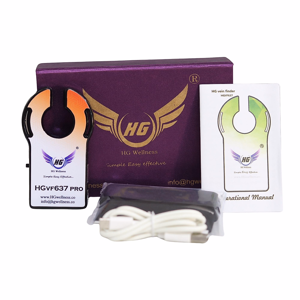 HG Wellness Vein Finder 637 Pro for All Age Vein Viewer kit c Type univesal Charging